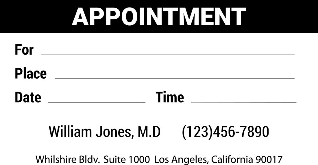 Appointment Cards - Free Shipping - Aladdin Print